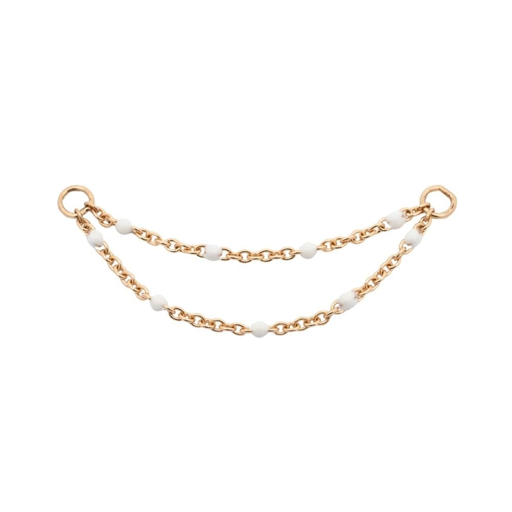 Gold Double White Enamel Chain Earring Connector – The Curated Lobe