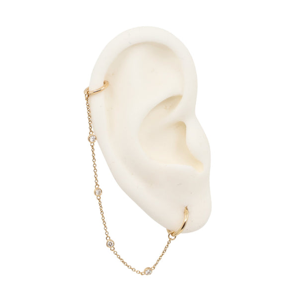 Diamond & Gold Ear Chain - Industrial Piercing Chain – The Curated Lobe