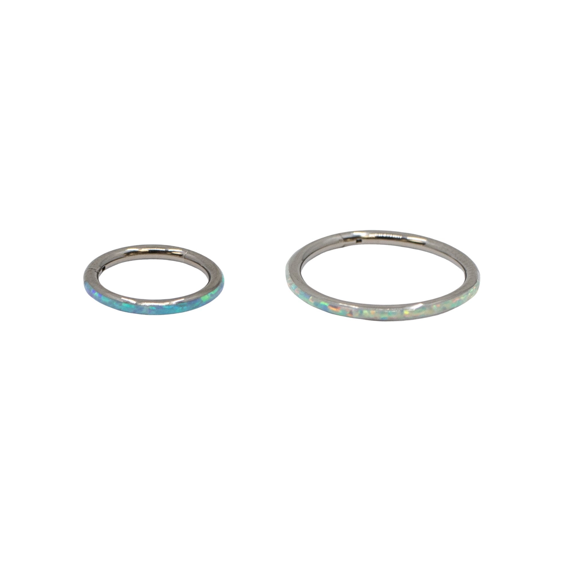 Silver Titanium Clicker Hoop with Opal – The Curated Lobe