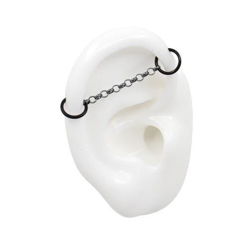 Black Rolo Industrial Ear Chain – The Curated Lobe