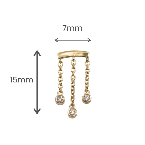 Triple Chain Crystal Hidden Helix Earring – The Curated Lobe