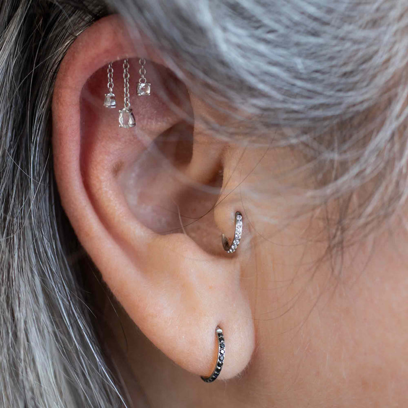 White Topaz Multi-Cut Floating Helix Earring – The Curated Lobe